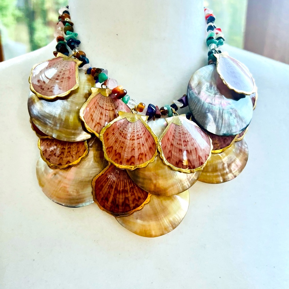 Stunning Seashell Abalone Scallop Gold Dipped Multi S… - Gem